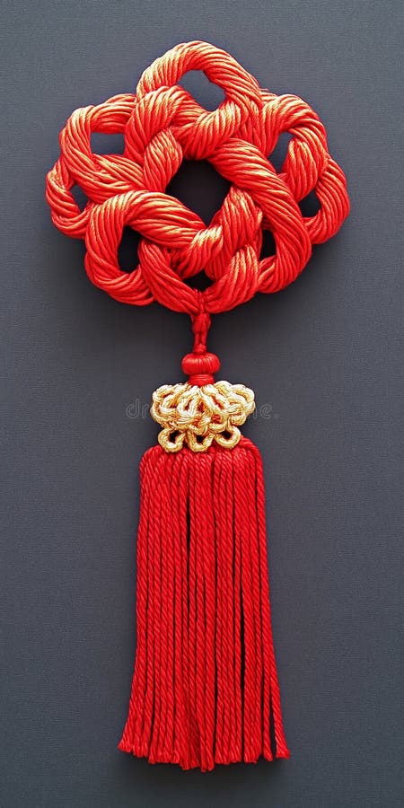 A Red and Gold Tassel Hangs from a Red and Gold Ornament Stock ...