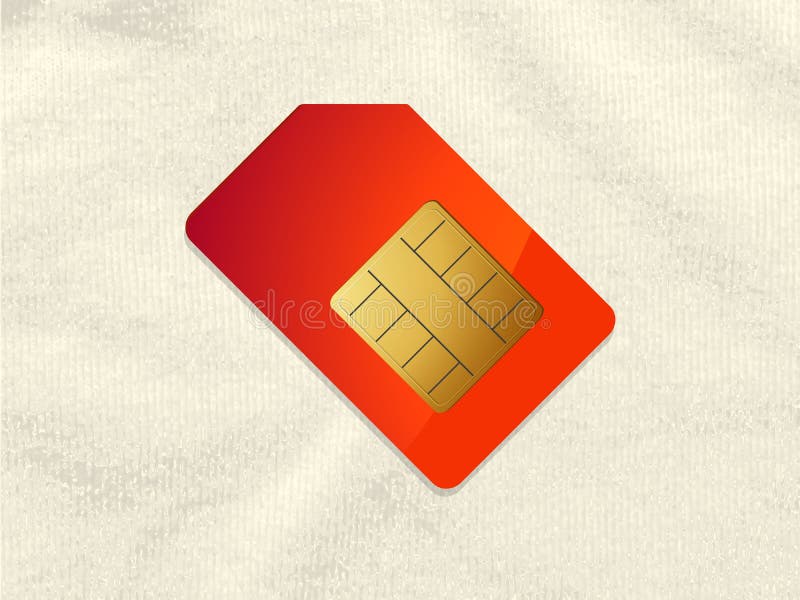 Red and Gold Telephone Sim Card on Crumpled Material Stock Illustration ...