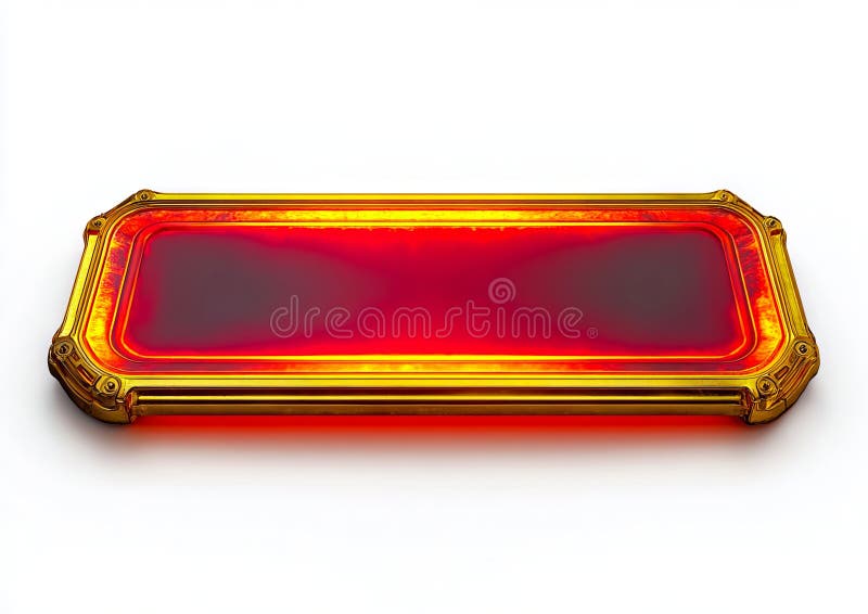 A Red and Gold Tray with a Red Light on it Stock Illustration ...