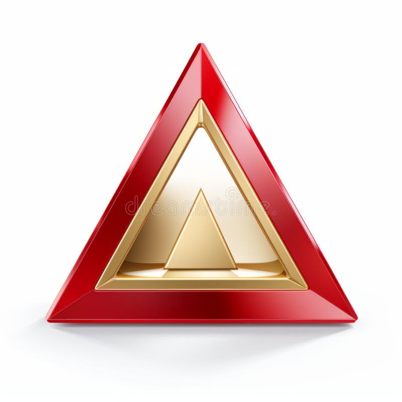 A Red and Gold Triangle with an Arrow on it Stock Illustration ...