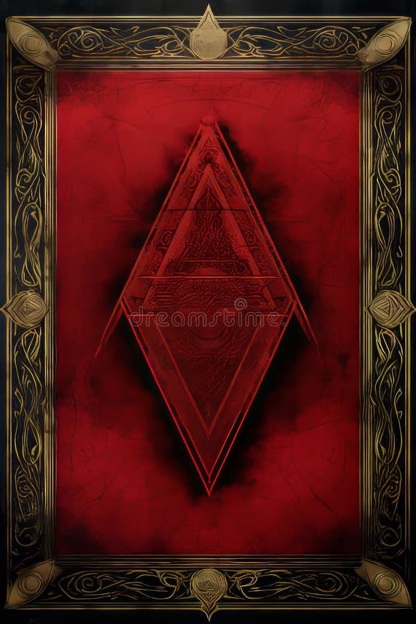 A Red and Gold Triangle with an Ornate Frame Stock Illustration ...