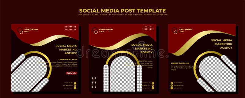 Red Gold Vector Social Media Post Template, Vector Art Illustration and ...