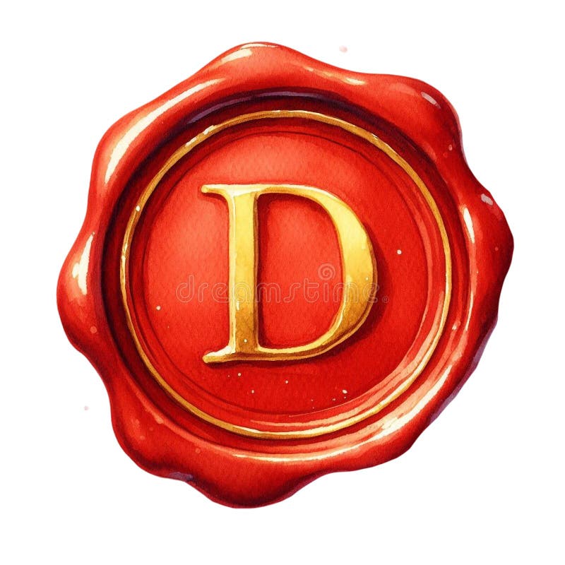Red and Gold Wax Seal with Letter D Stock Illustration - Illustration ...