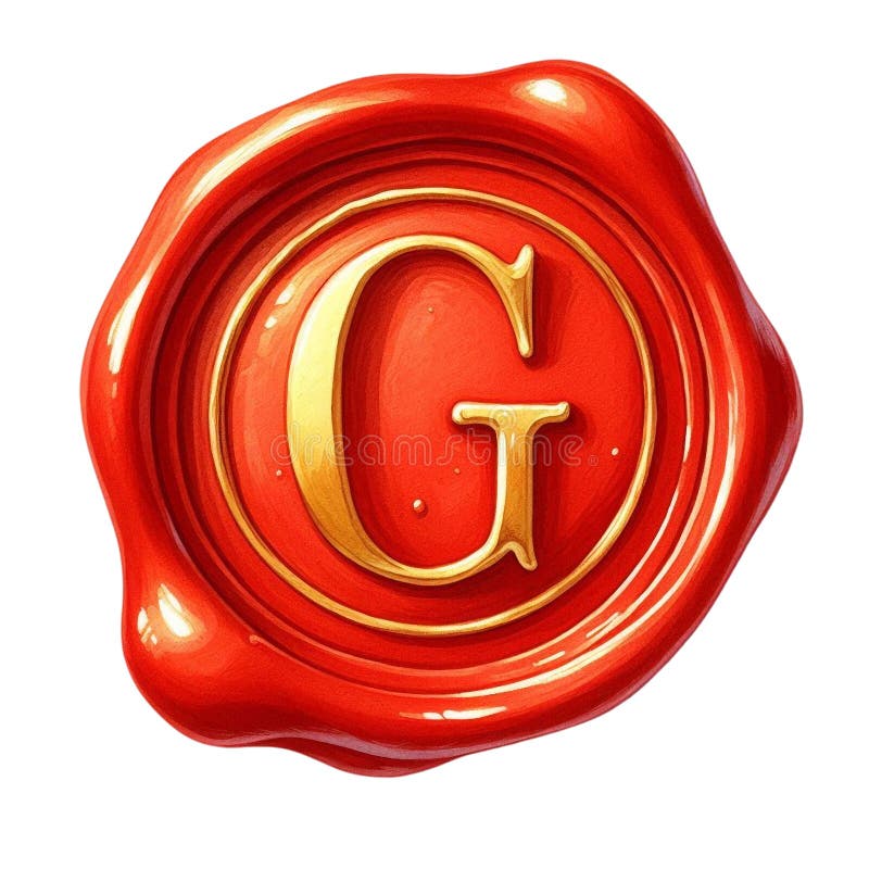 Red and Gold Wax Seal with Letter G Stock Illustration - Illustration ...