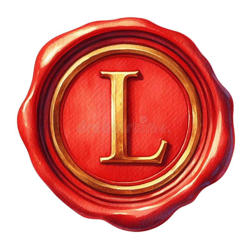 Red and Gold Wax Seal with Letter L Stock Illustration - Illustration ...