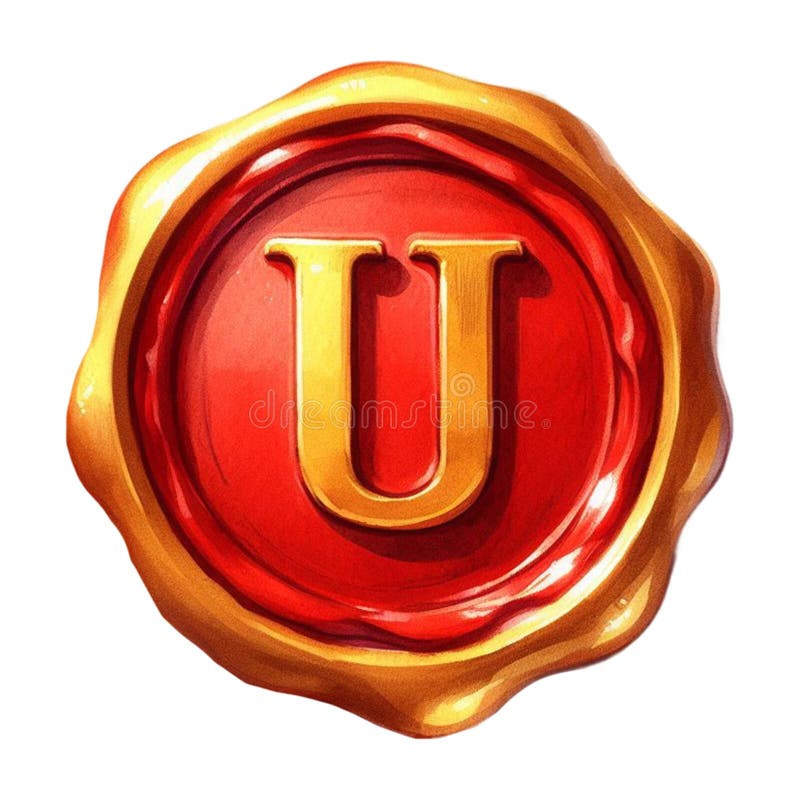 Red and Gold Wax Seal with Letter U Stock Illustration - Illustration ...