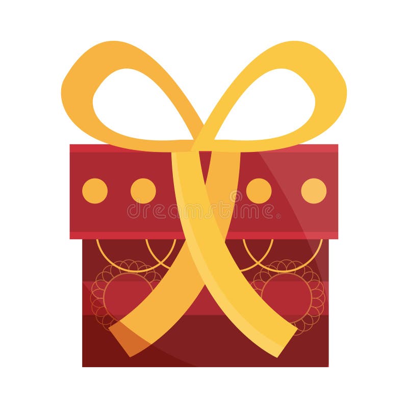 Red and Golden Decorative Gift Box Surprise Isolated Icon Stock Vector ...