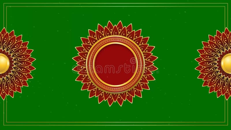 Red and Golden Frame Mandala Green Screen Background Stock Footage ...