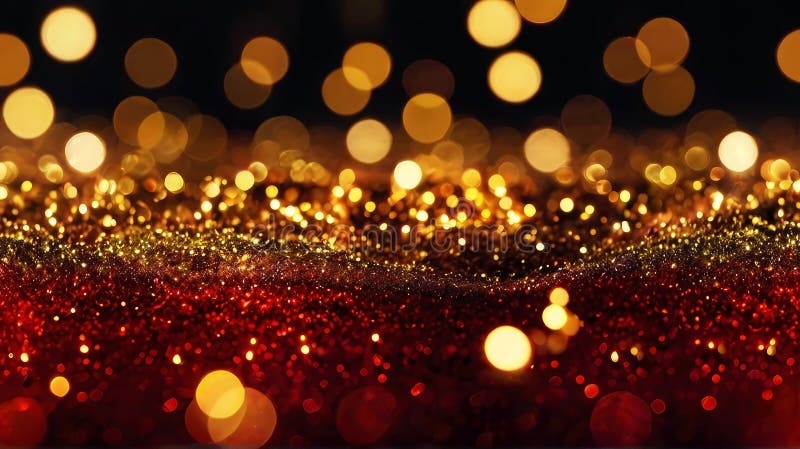 Red Golden Light Shine Particles on Black Background. Stock ...