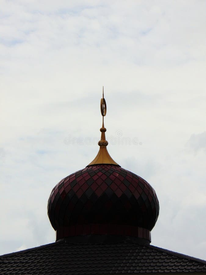 Red and Golden Mosque Dome stock image. Image of islamiclandmark ...