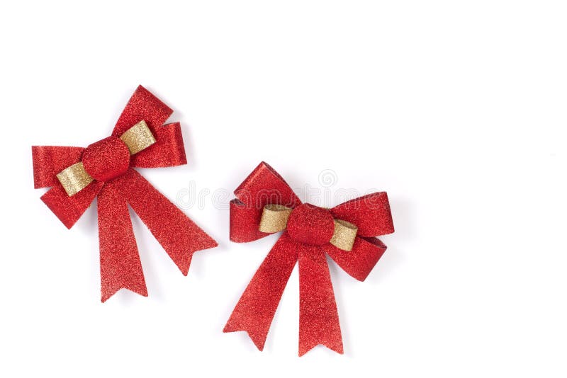 Red and Golden Ribbon Bow Isolated on White Background Stock Photo ...