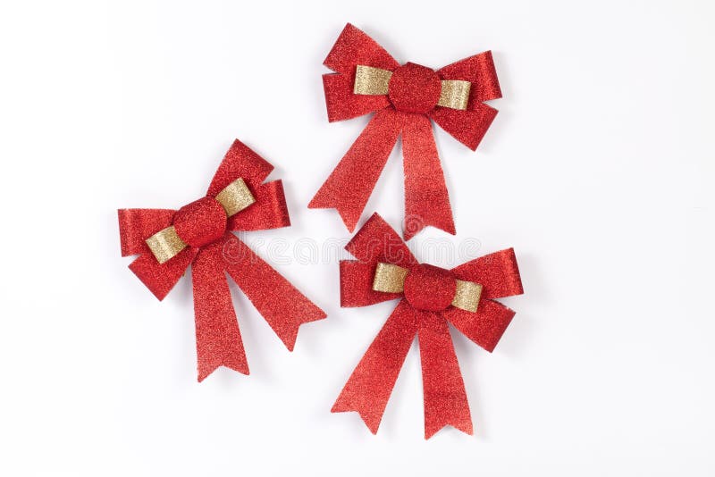 Red and Golden Ribbon Bow Isolated on White Background Stock Image ...