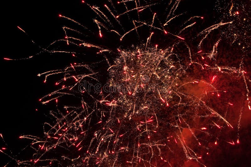 Red and Golden Sparks of Fireworks Exploding in the Sky Stock Image ...