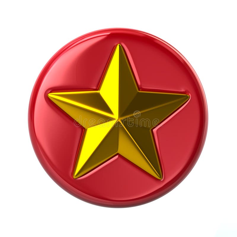 Red and Golden Star Button 3d Illustration Stock Illustration ...