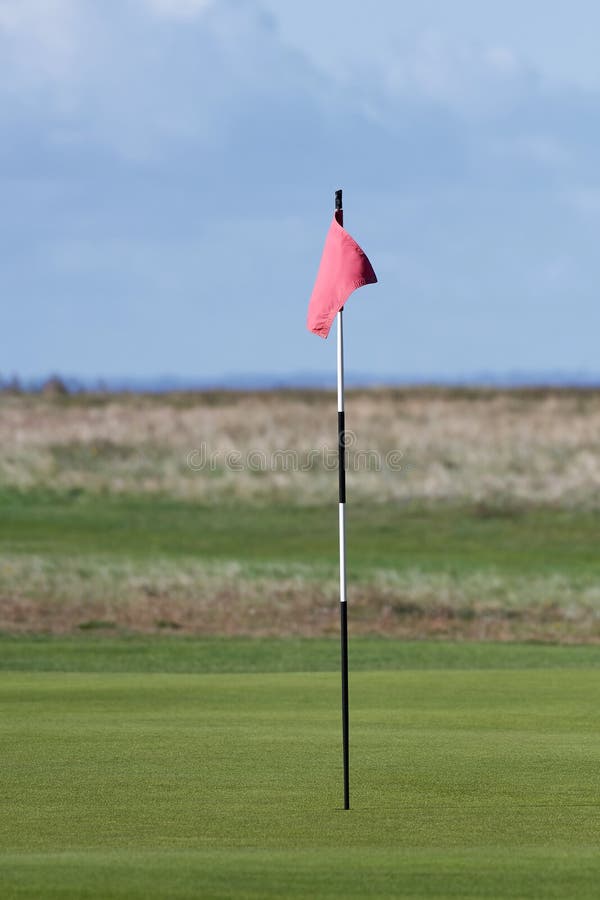 Red Flag Hole Marker at the Golf Course Stock Photo - Image of numbers ...