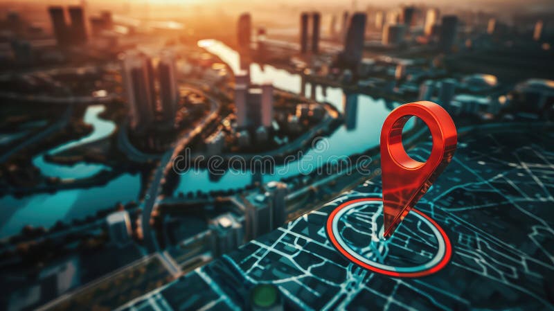 Red GPS marker on the map. stock photo. Image of geography - 314237556
