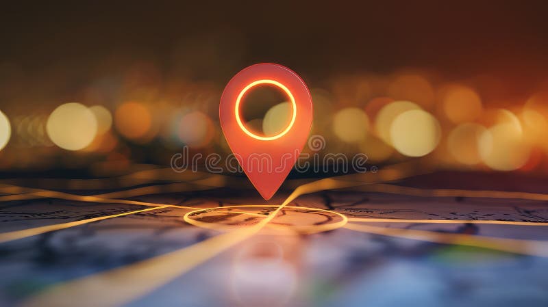 Red GPS marker on the map. stock photo. Image of journey - 314343940