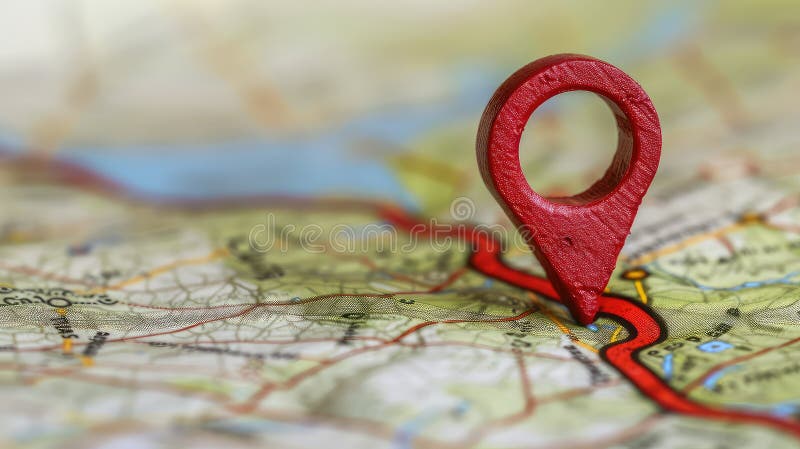Red GPS marker on the map. stock photo. Image of connection - 314343936