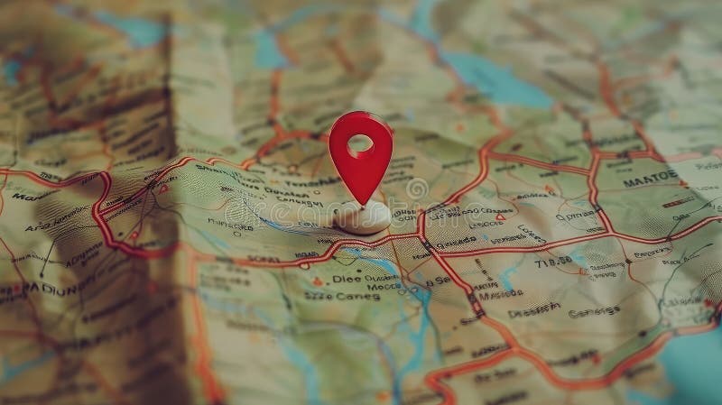 Red GPS marker on the map. stock image. Image of search - 312803255