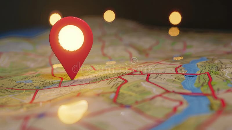 Red GPS marker on the map. stock photo. Image of technology - 314196036