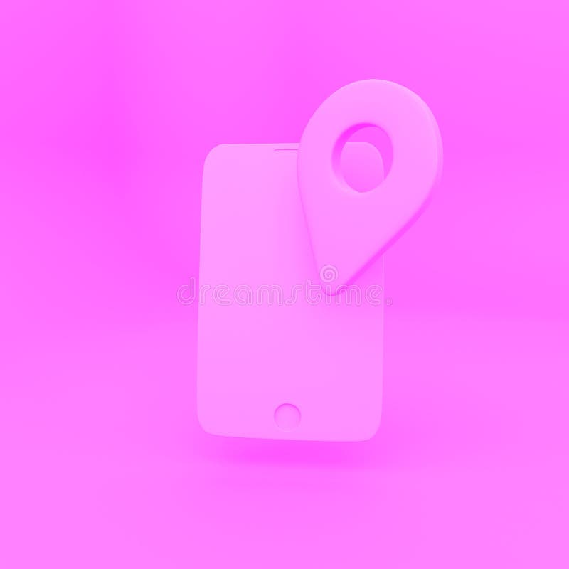 Red GPS Pin on Smartphone and Map. Mockup Template Screen 3D Rendering ...