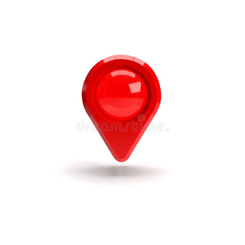 Red GPS Pointer. Red Map Pointer. Isolated On White Background. Three-dimensional Rendering. 3d ...