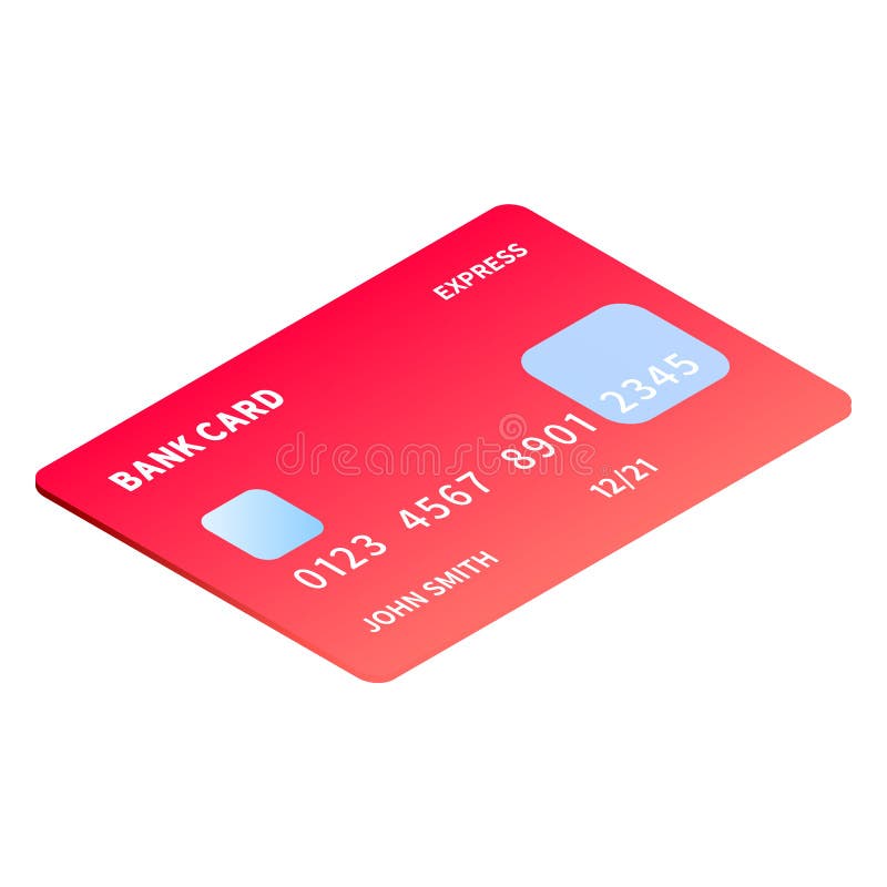 Red Gradient Credit Card Icon, Isometric Style Stock Vector ...