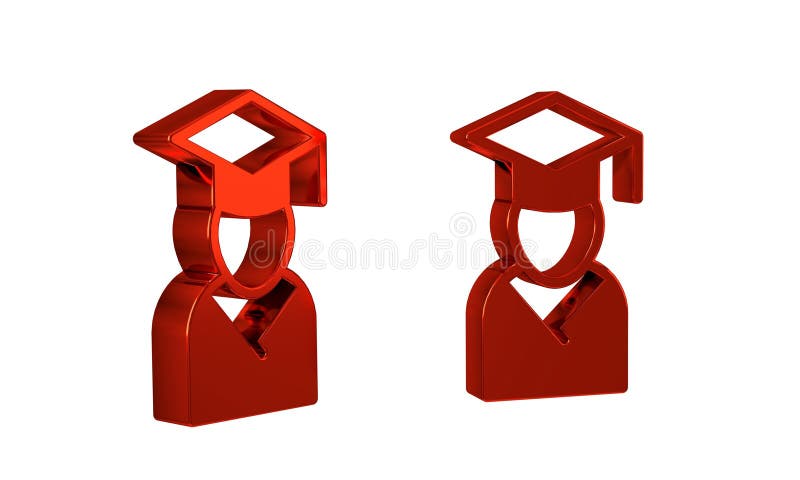 Red Graduate and Graduation Cap Icon Isolated on Transparent Background ...