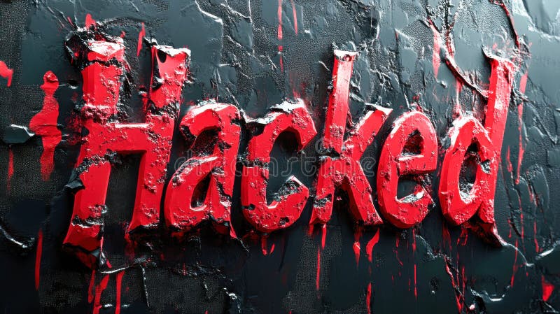 Red Graffiti Style 3d Hacked Text on Dark Grunge Wall Stock ...