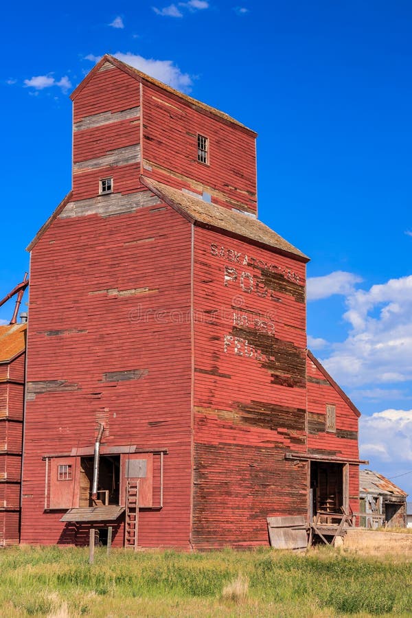 A Red Grain Silo with a Blue Sky in the Background Stock Photo - Image ...