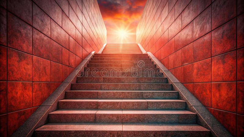 Red Granite Staircase Abstract Architectural Photography Captures a ...