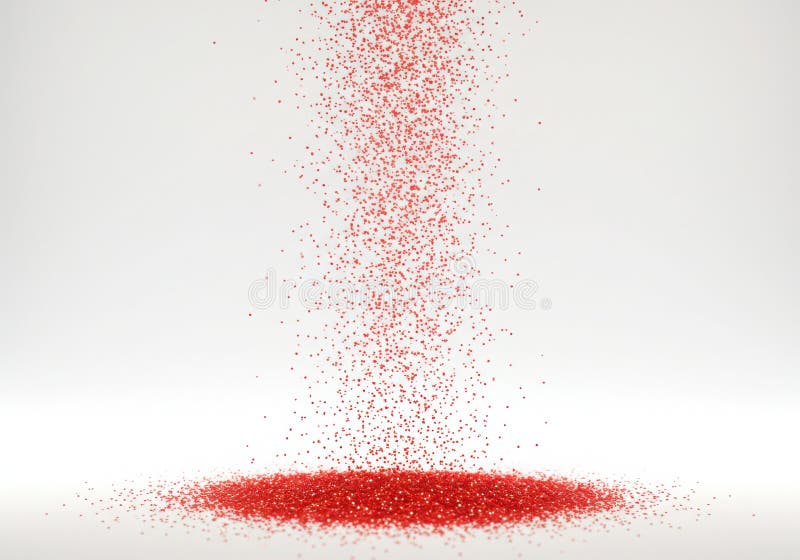 Red Granules Falling on a White Surface Isolated on White Background ...