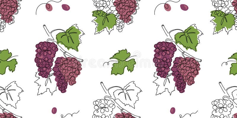 Red Grape Bunch Vector Pattern, Print, Wallpaper, Texture. One Single ...