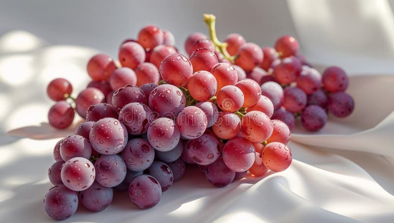 Red Grape Cluster Still Life on White Surface. Stock Image - Image of ...