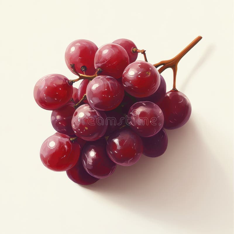 Red Grape Cluster on White Background Studio Shot Stock Illustration ...