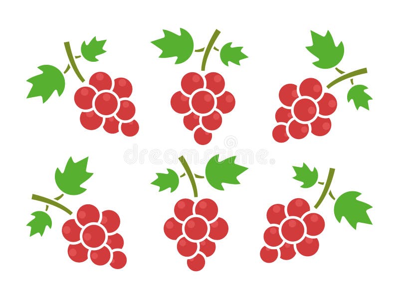 Red Grape Icon Set. Fruits Group Vector Illustration Stock Illustration ...