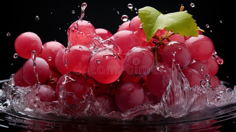 Red Grape in the Water Splash Stock Illustration - Illustration of ...