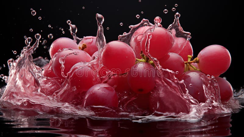Red Grape in the Water Splash Stock Illustration - Illustration of ...