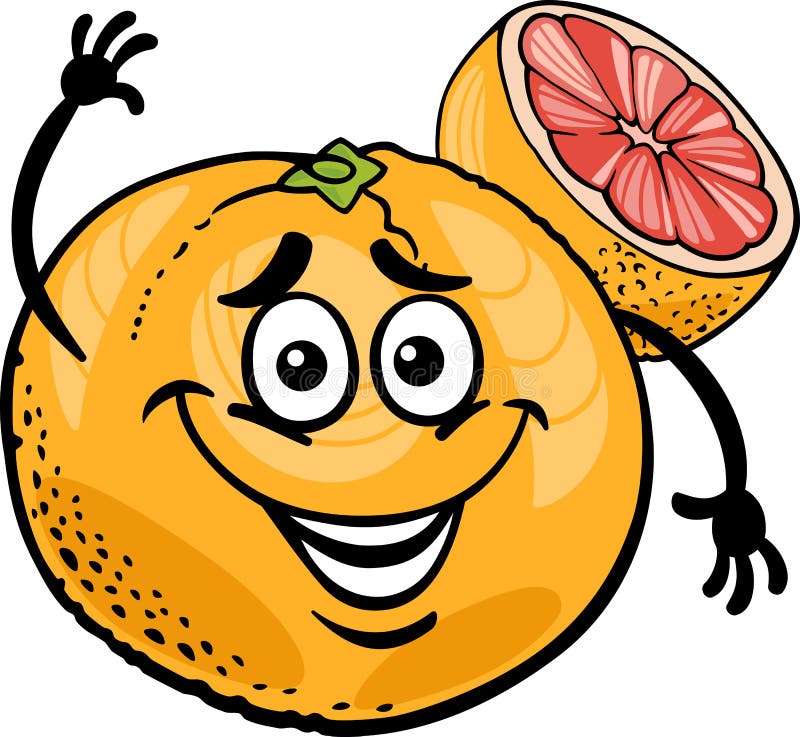Red Grapefruit Fruit Cartoon Illustration Stock Vector - Illustration ...