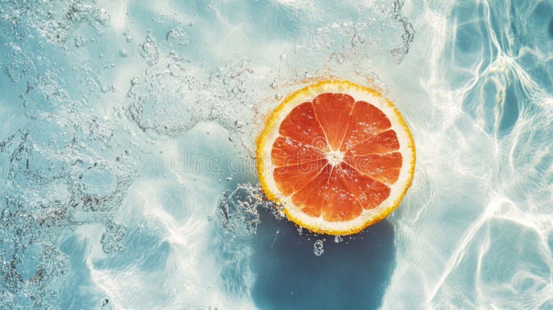 Red Grapefruit Slice in Aqua Water Stock Illustration - Illustration of ...
