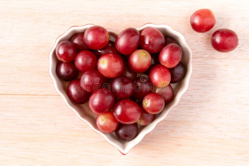 Red Grapes in a Heart Shape Bowl Stock Image - Image of ingredient ...