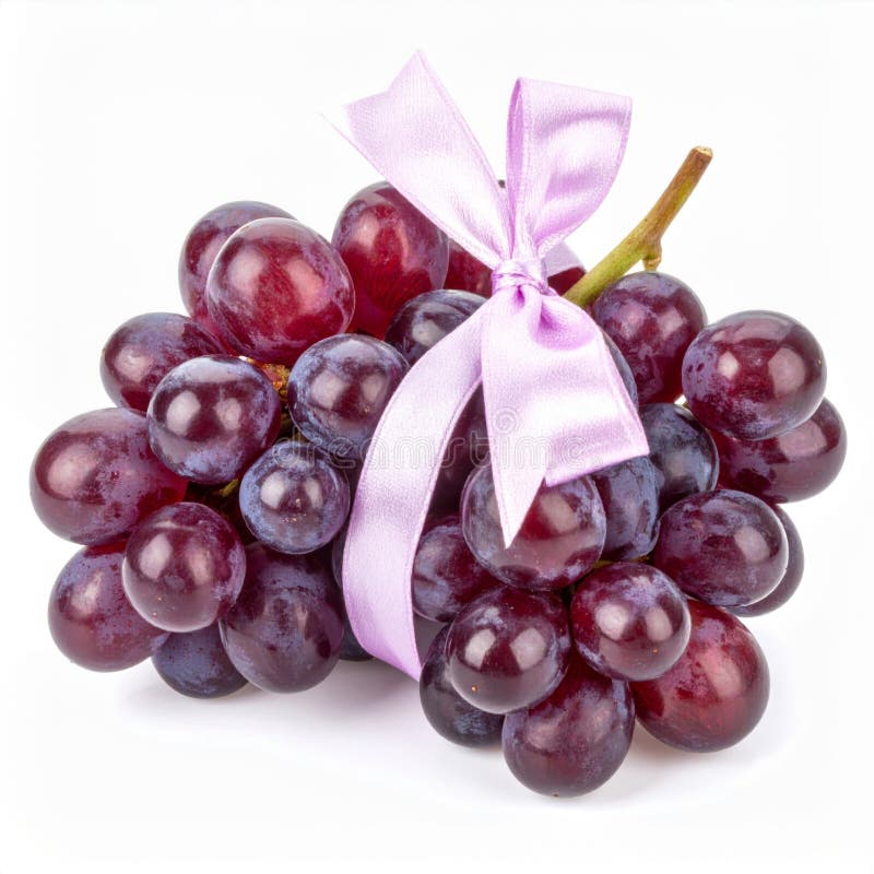 Red Grapes with Lavender Ribbon on White Background Stock Illustration ...