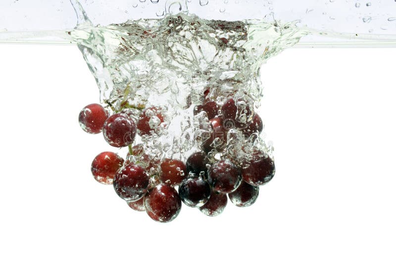 Red Grapes Splashing into Water Stock Photo - Image of bubble, healthy ...