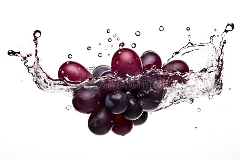 Red Grapes with Water Splash in Front of White Background Stock ...