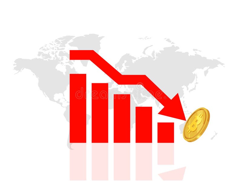 Red Graph with Gold Coin on World Map Background. Stock Illustration ...