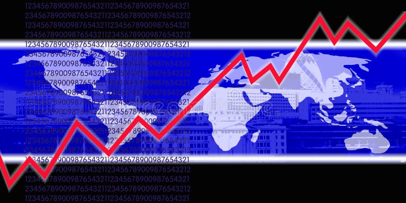 Red Graph Line and World Map Stock Vector - Illustration of global ...