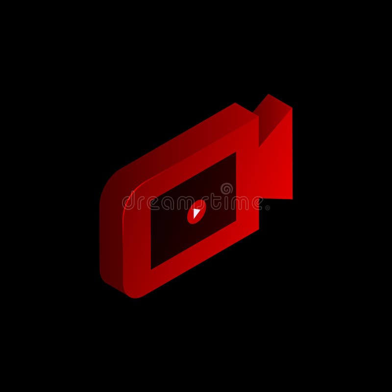 Red Graphic Video Camera Element with Play Button Stock Vector ...