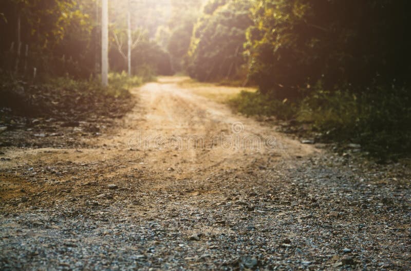 Red Gravel Road Landscape Empty Countryside. in Forest Area Stock Photo ...