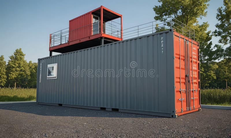 Red and gray container stock illustration. Illustration of delivery ...