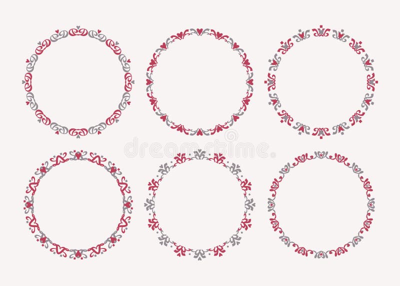 Red and Gray Empty Isolated Round Borders Heart Motif Blank Valentine ...